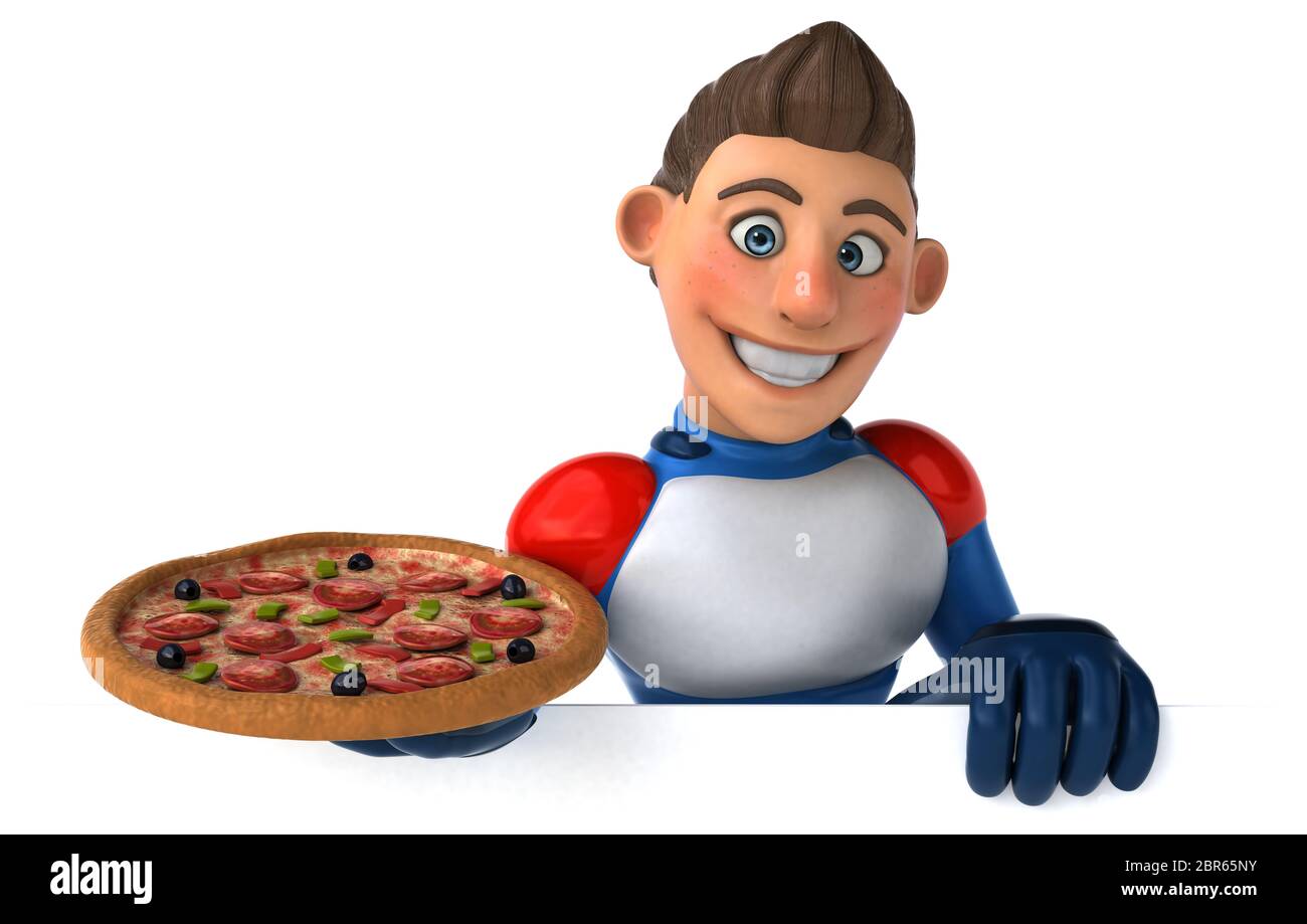 Cartoon illustration pizza super hero hi-res stock photography and ...