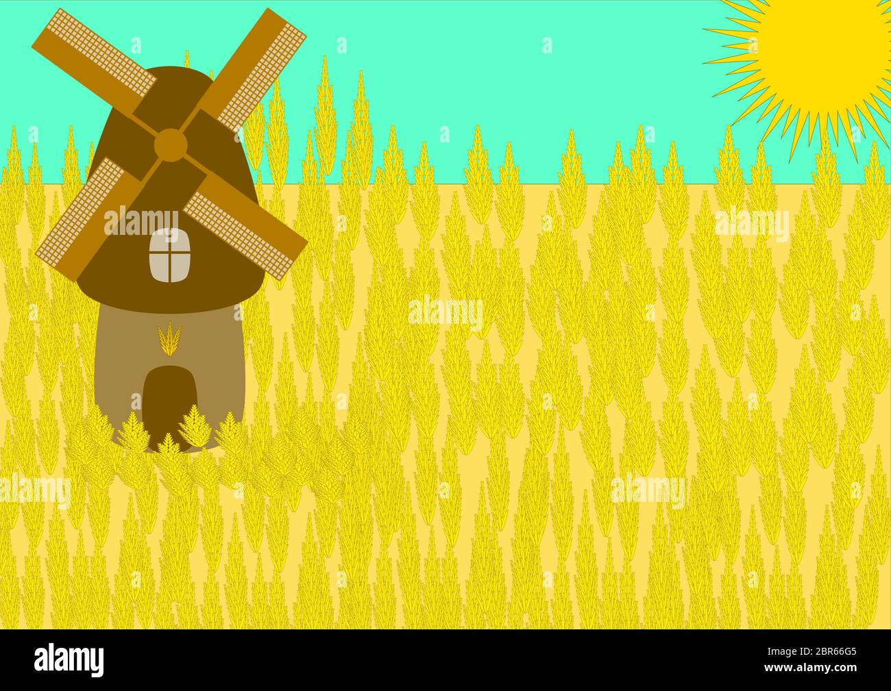 Windmill for grinding grain on a farm field Stock Vector Image & Art ...