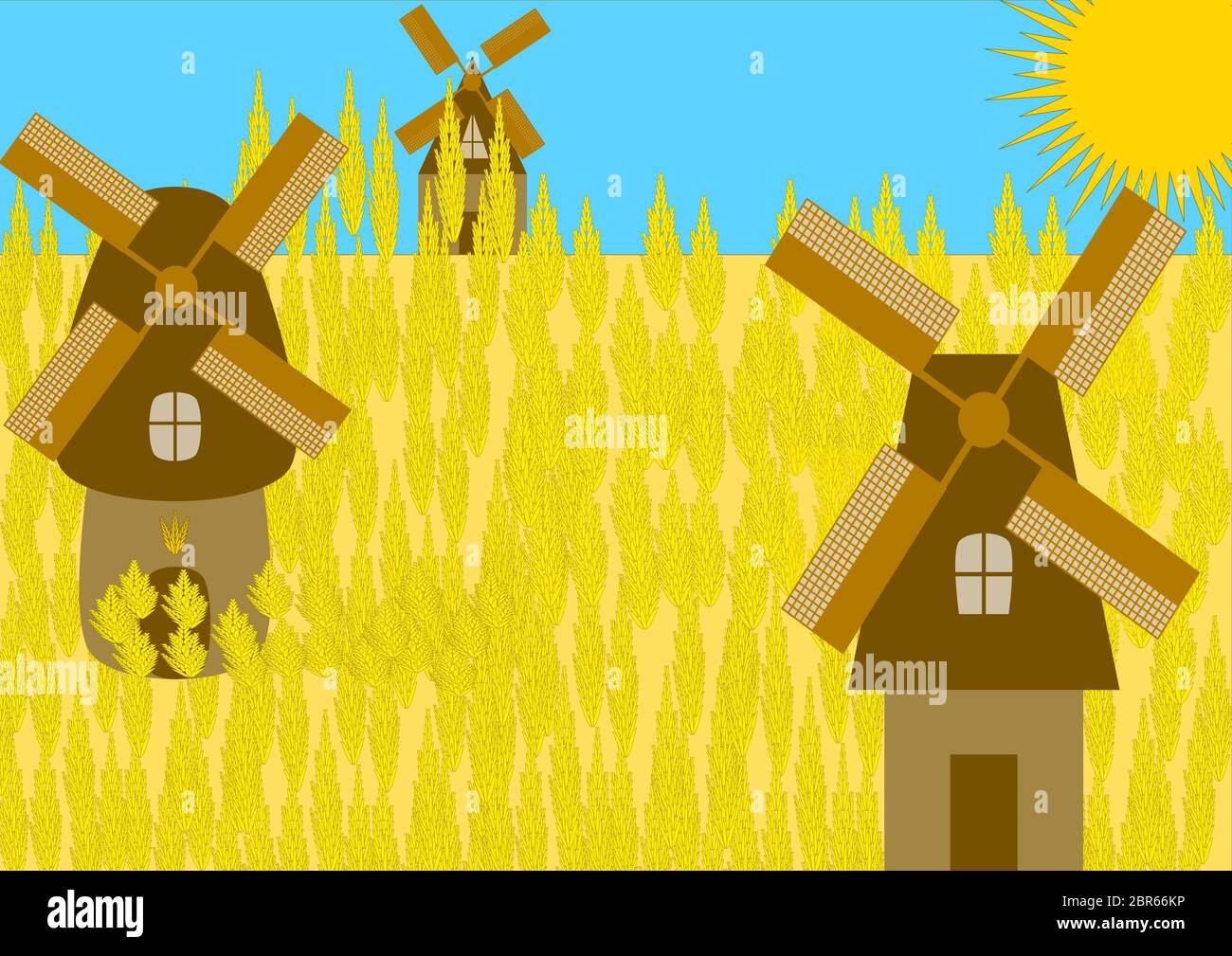 Windmill for grinding grain on a farm field Stock Vector Image & Art ...