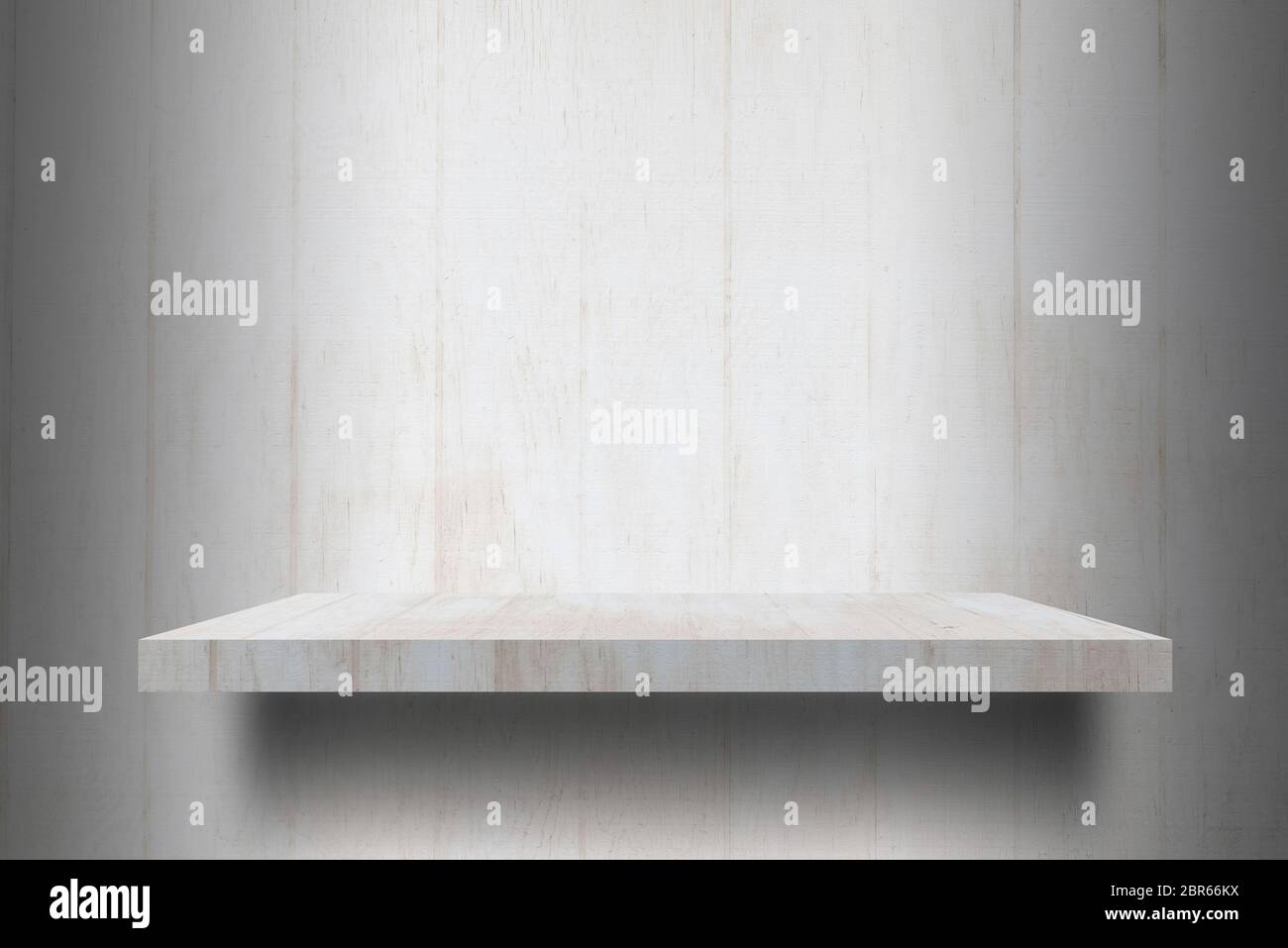 empty white wooden shelves top Ready for product display montage and ...