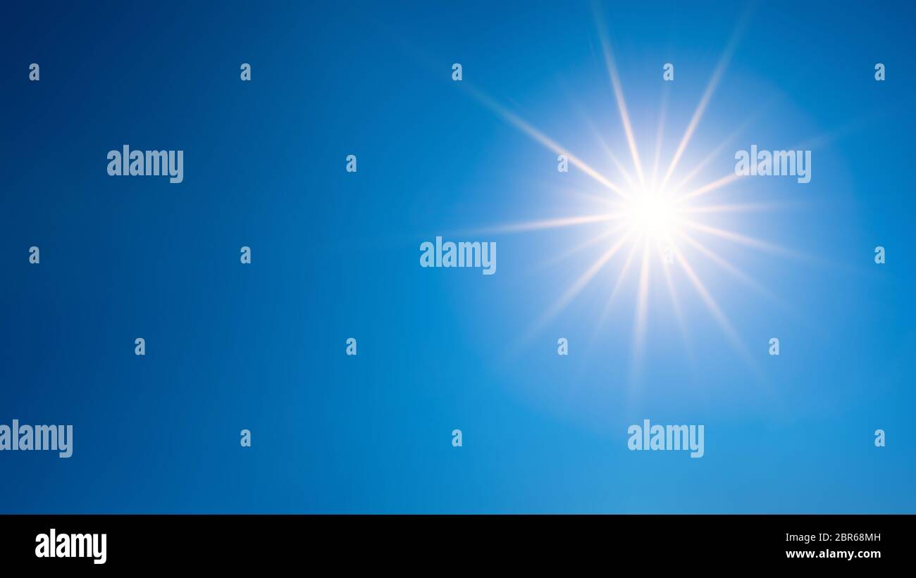 Summer background, wonderful blue sky with bright sun Stock Photo - Alamy