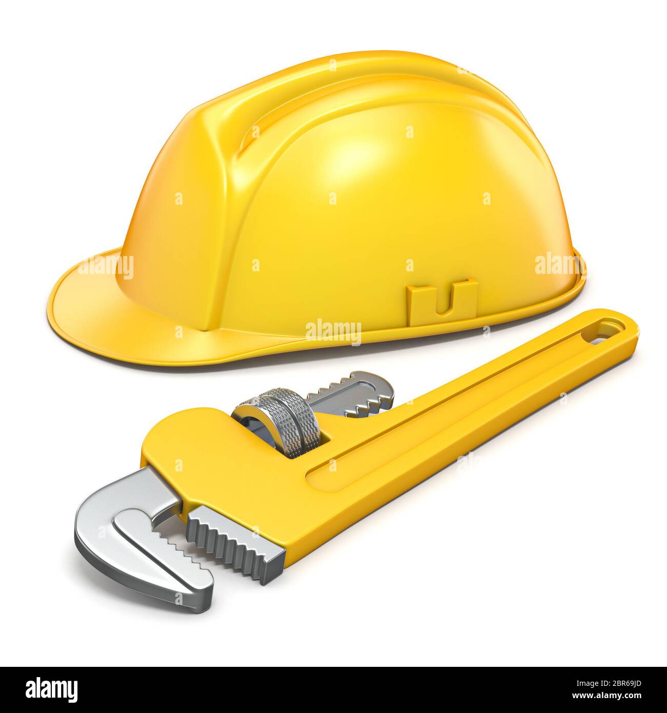 Construction helmet and piper tool 3D render illustration isolated on ...