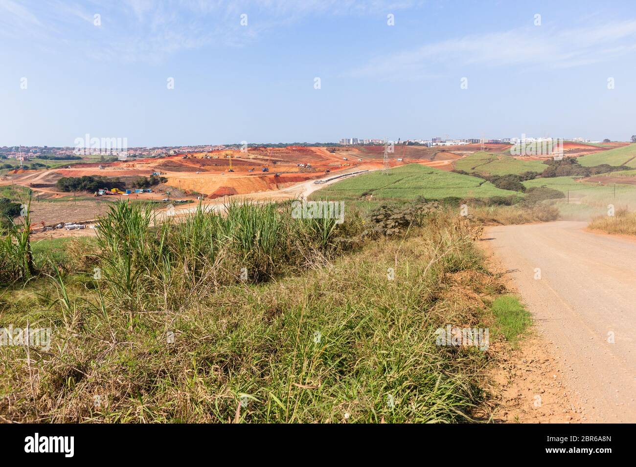 Industrial construction expansion into countryside sugarcane fields ...