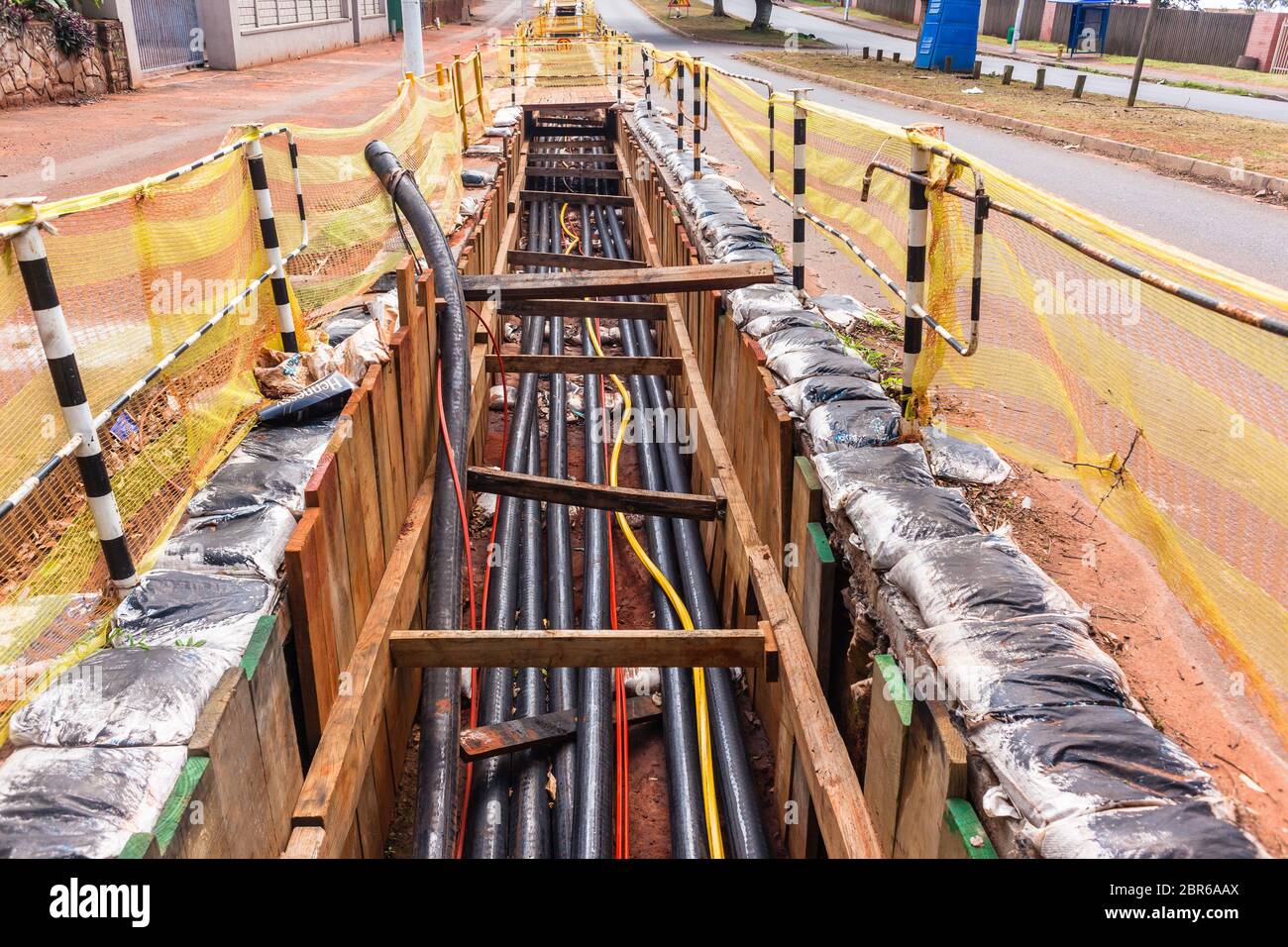 Electrical new high voltage cables been installed in underground ...