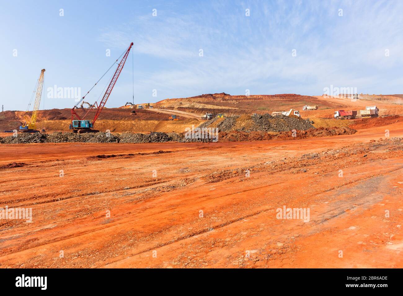 Countryside construction earthworks engineering cranes excavators ...