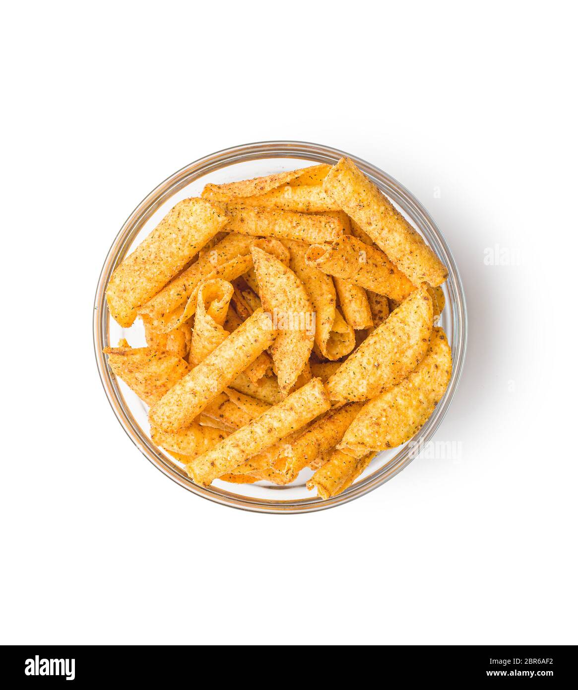 Rolled tortilla chips in bowl isolated on white background Stock Photo ...