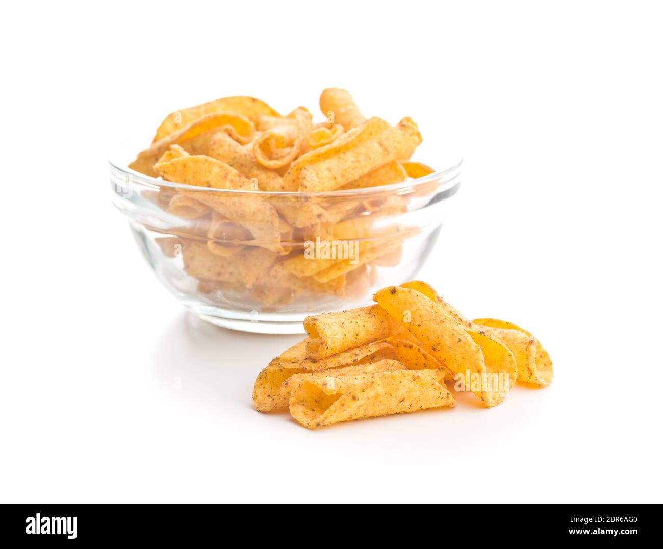 Rolled tortilla chips isolated on white background Stock Photo - Alamy