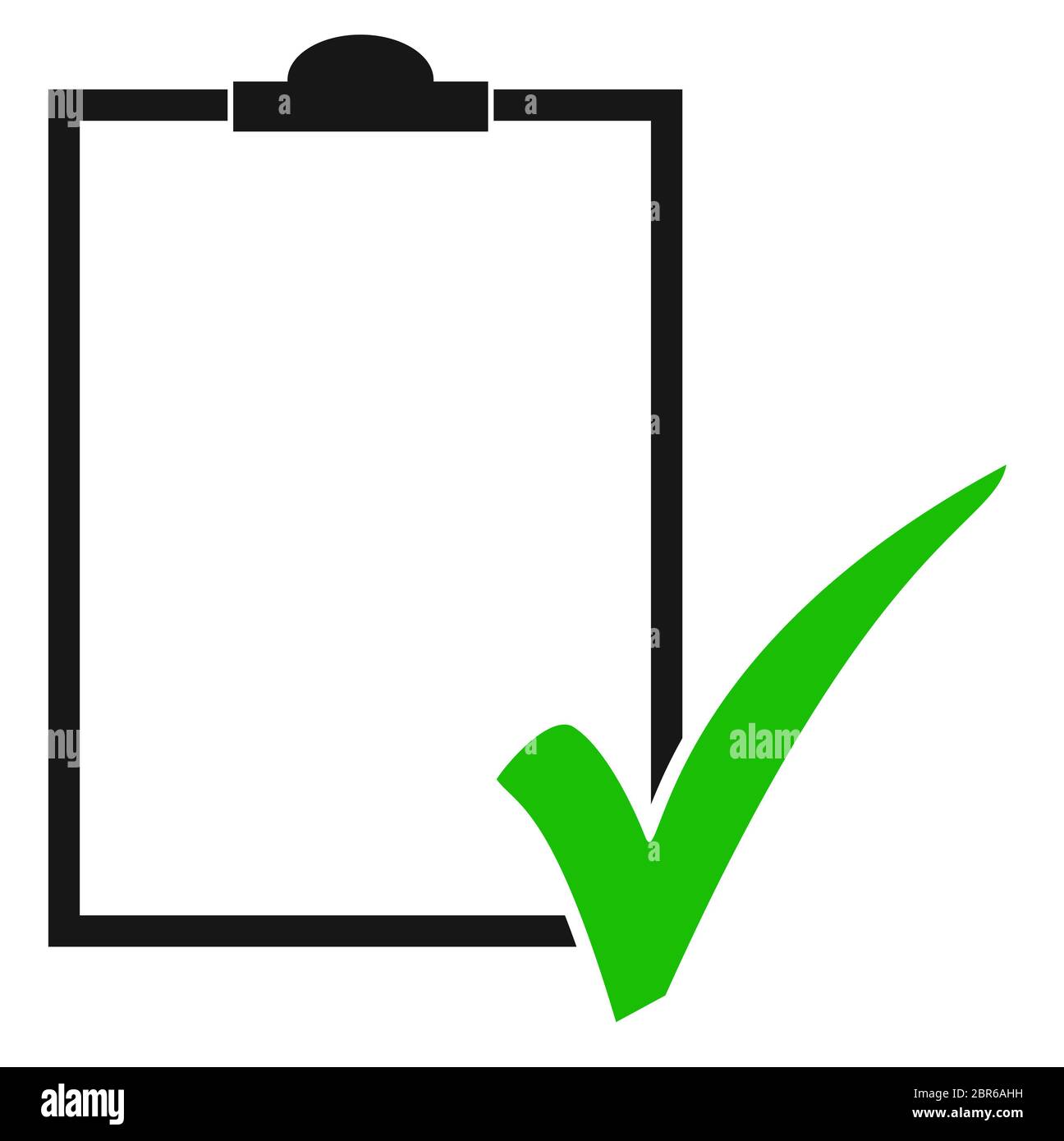 Green tick icon with empty black and white clipboard icon Stock Photo ...