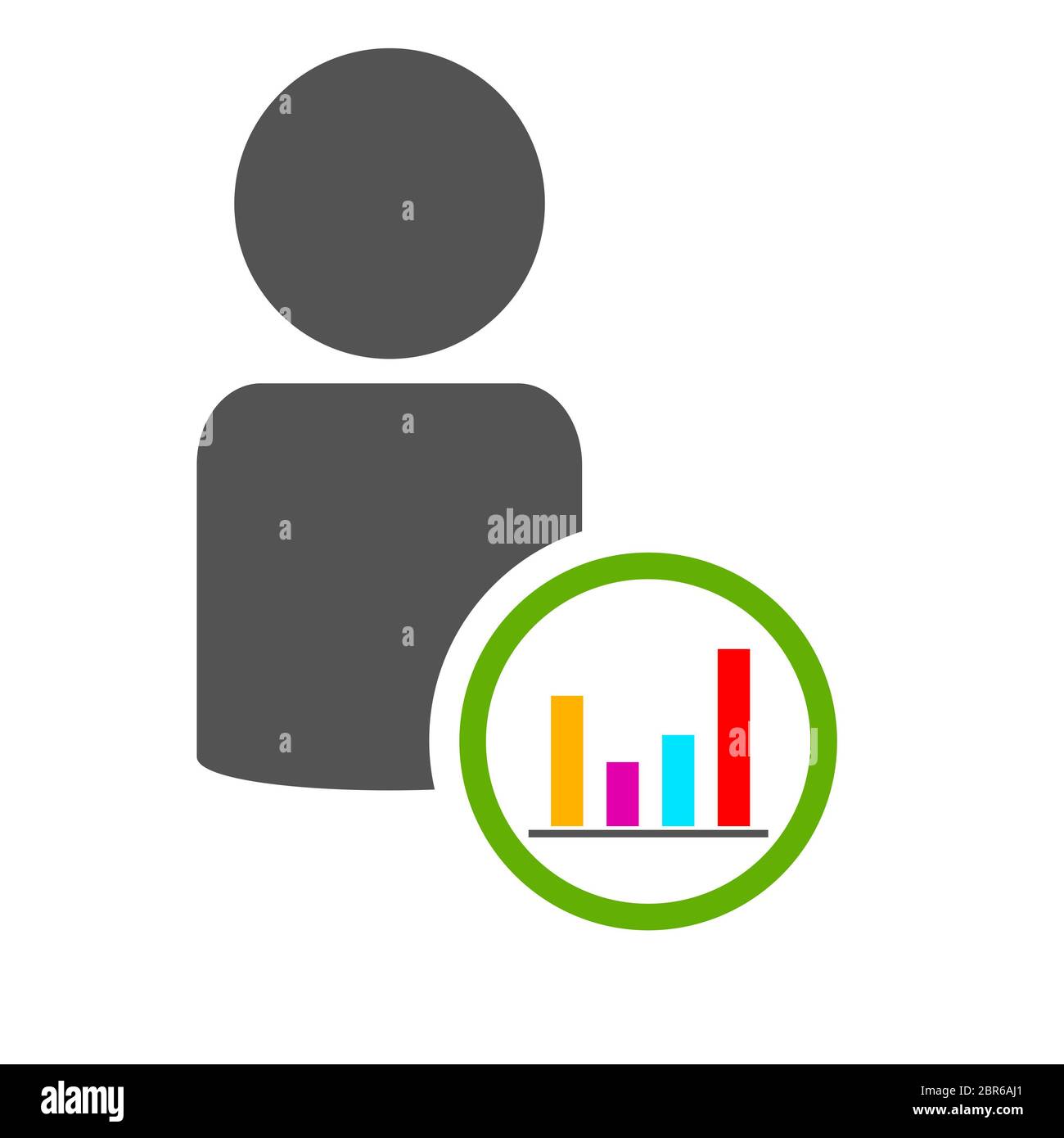 Isolated person symbol with green diagram icon Stock Photo - Alamy