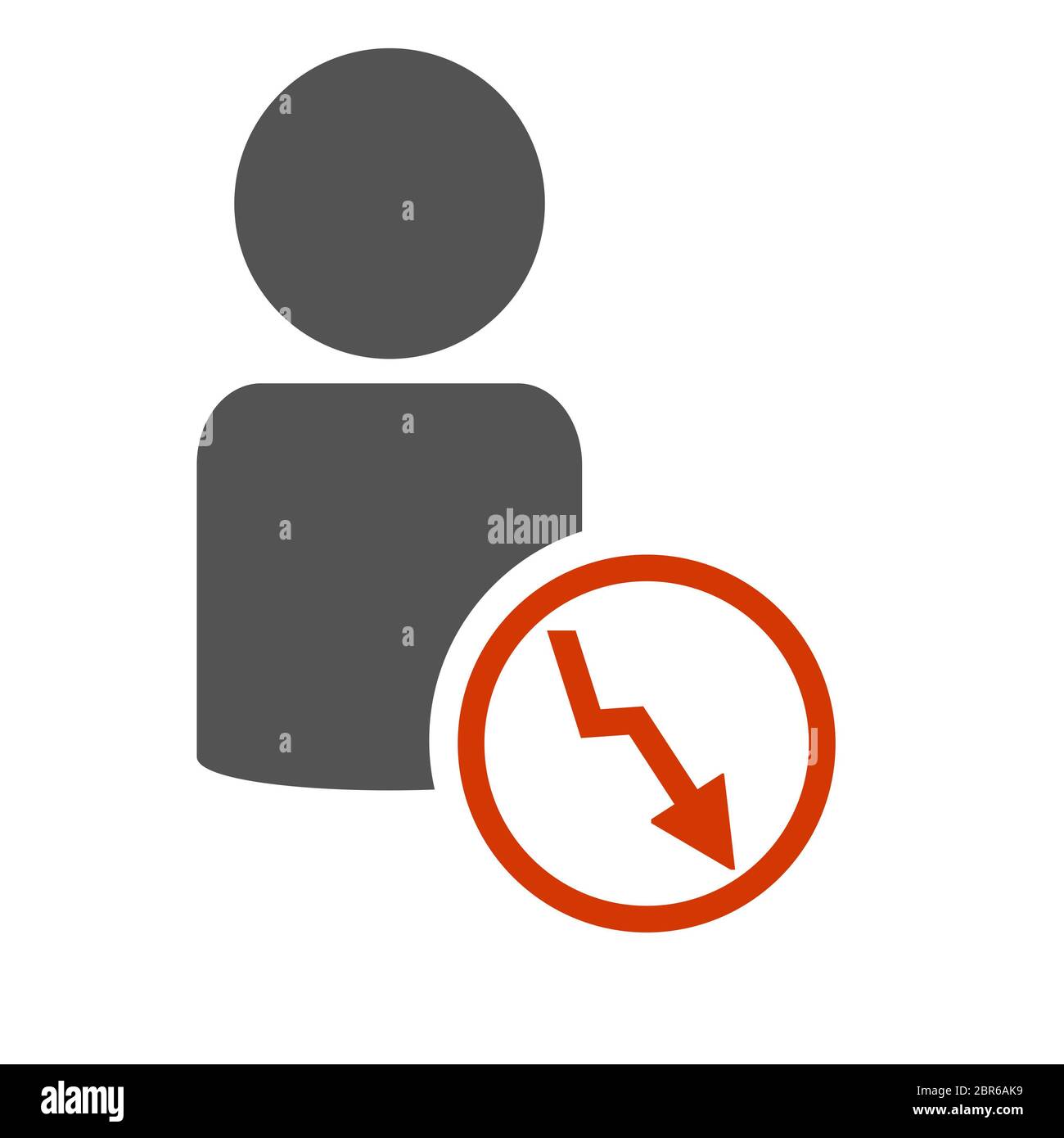 Isolated person symbol with red arrow icon showing down Stock Photo - Alamy