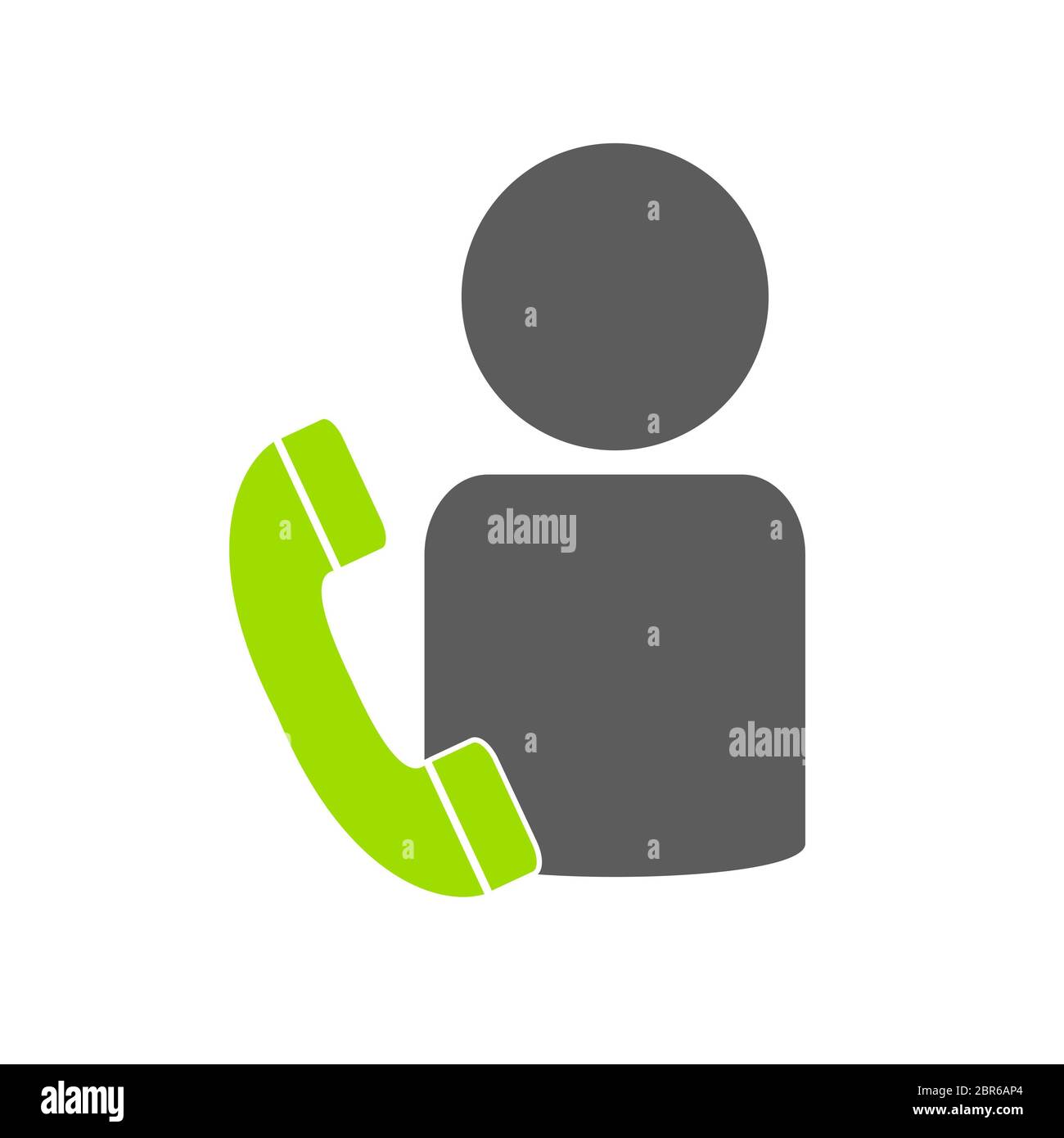 Isolated person symbol with green telephone icon Stock Photo - Alamy