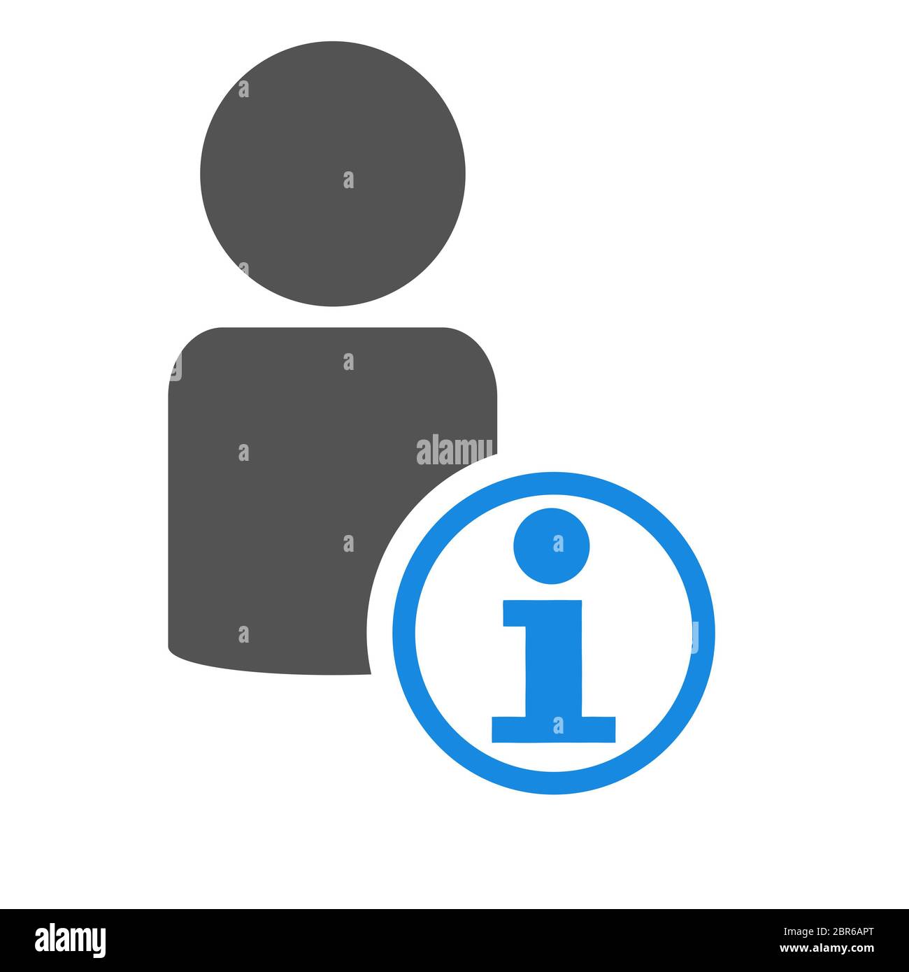 Isolated person symbol with blue Info icon Stock Photo - Alamy