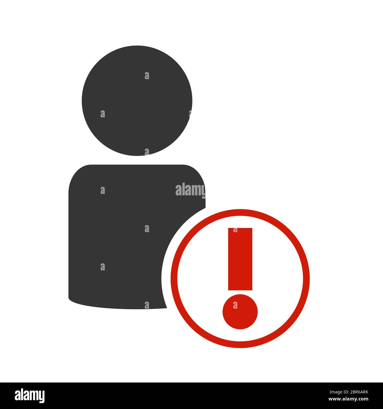 Isolated person symbol with red exclamation mark icon Stock Photo - Alamy