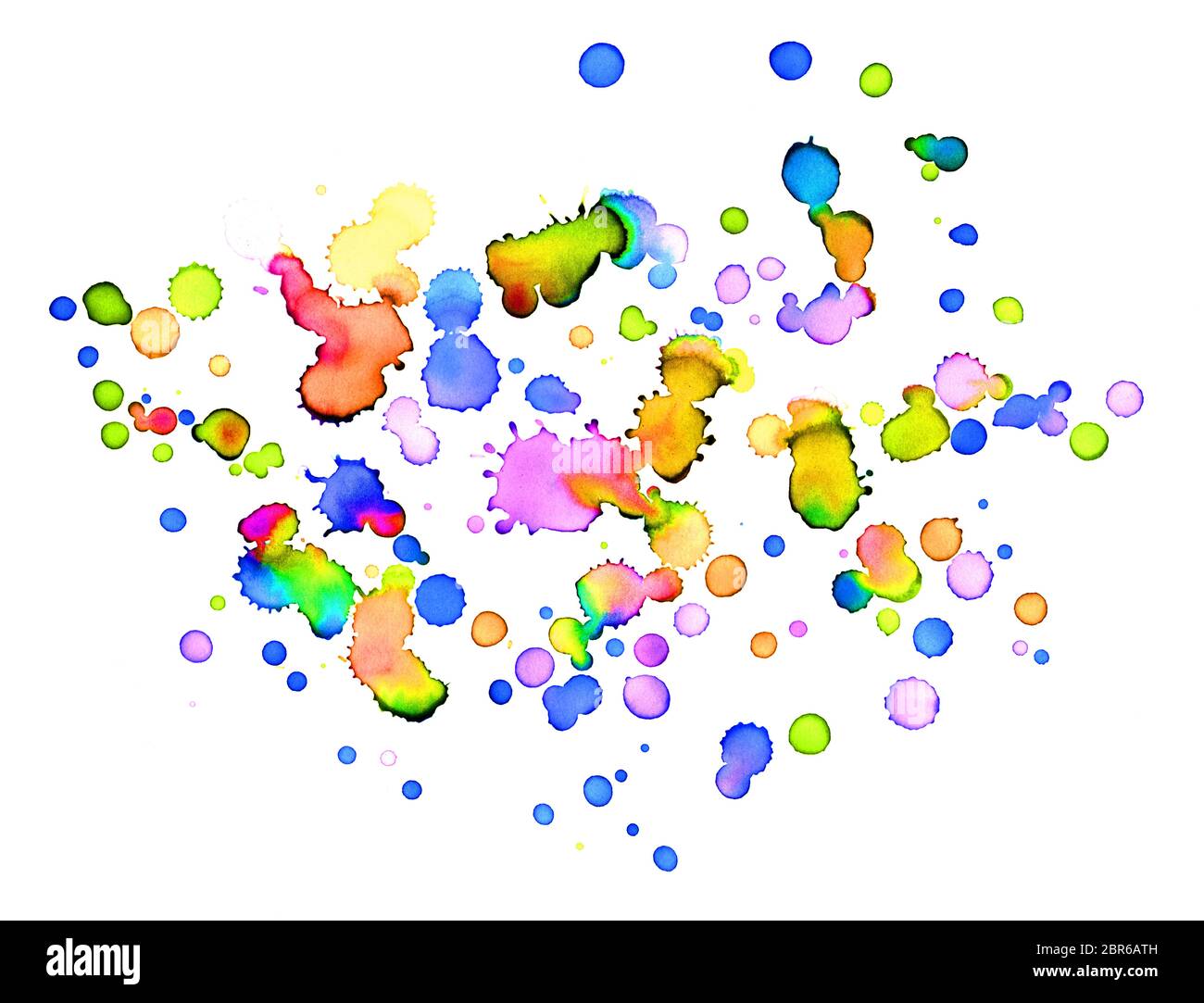 Many colorful blobs of watercolor on white background Stock Photo - Alamy