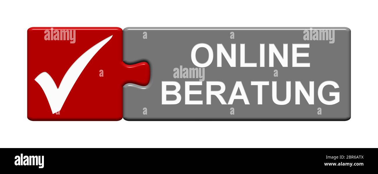 Isolated Puzzle Button with Tick Symbols showing Online Consulting in ...
