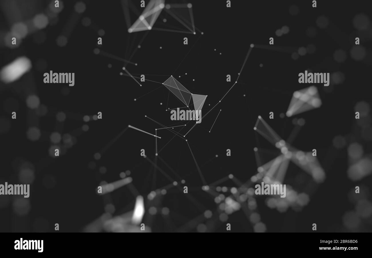 Abstract Polygonal Space Low Poly Dark Background With Connecting Dots And Lines Connection