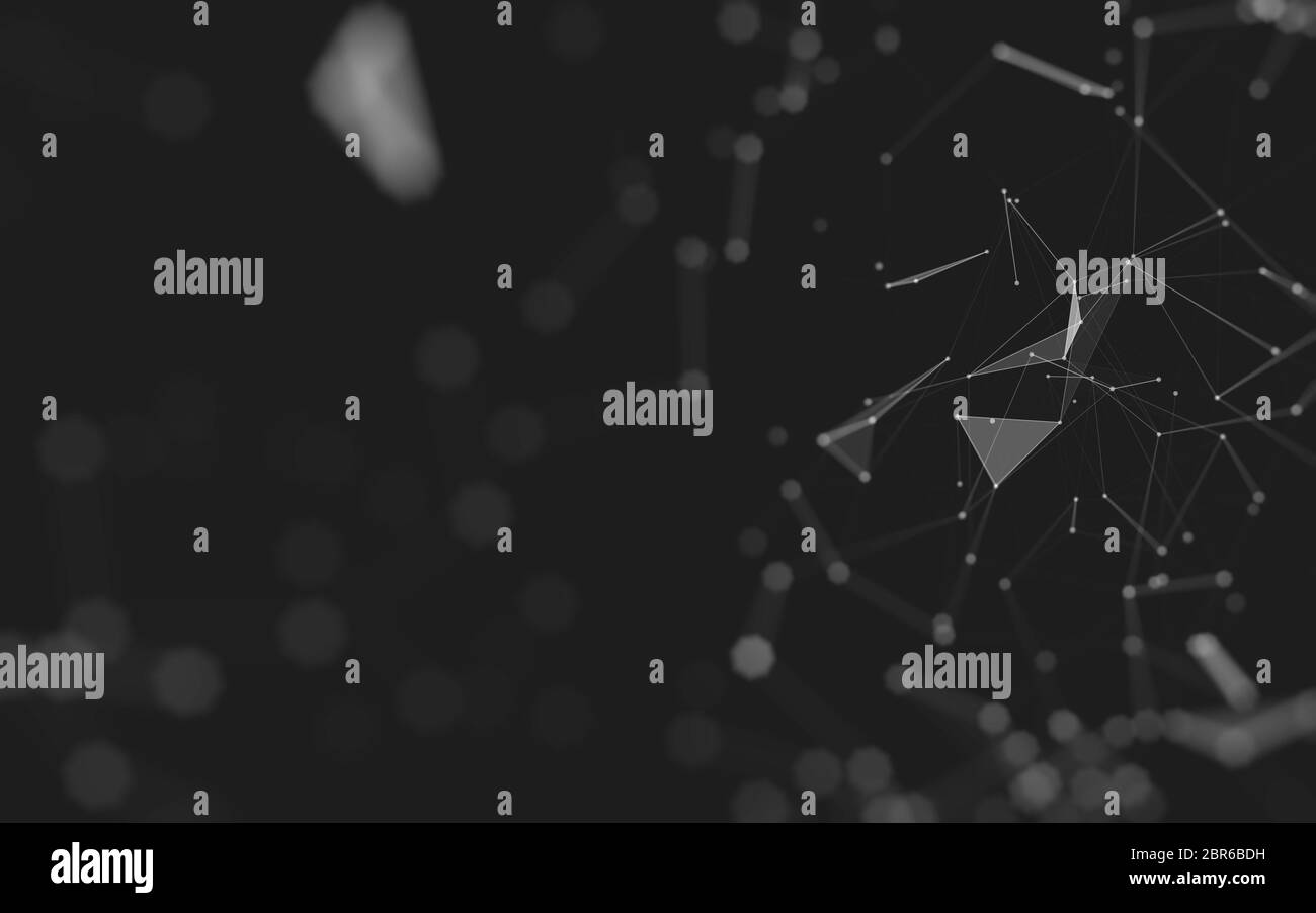 Abstract polygonal space low poly dark background with connecting dots and lines. Connection ...