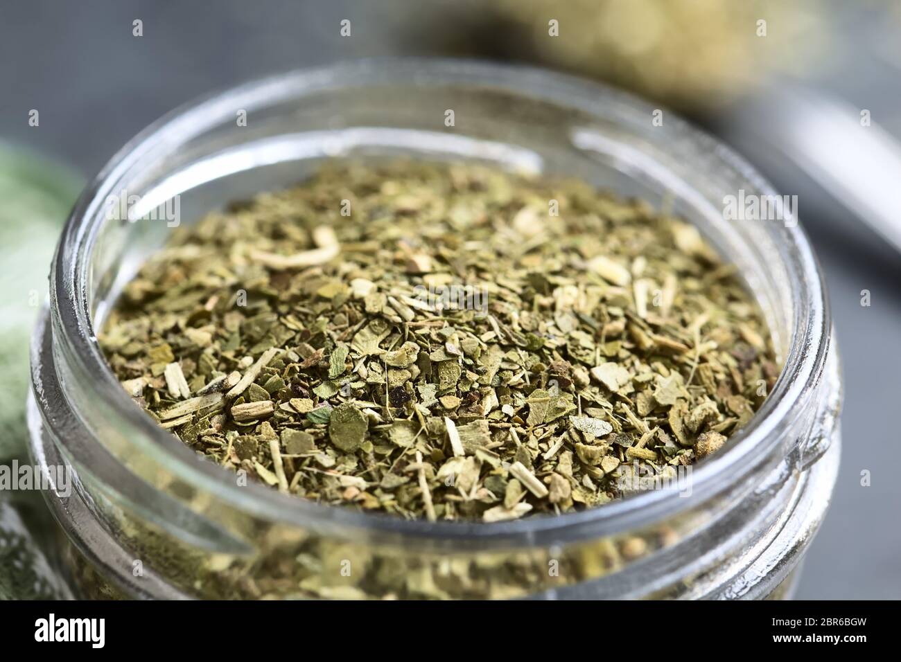 Dried leaves of yerba mate tea, a traditional tea in South-America ...