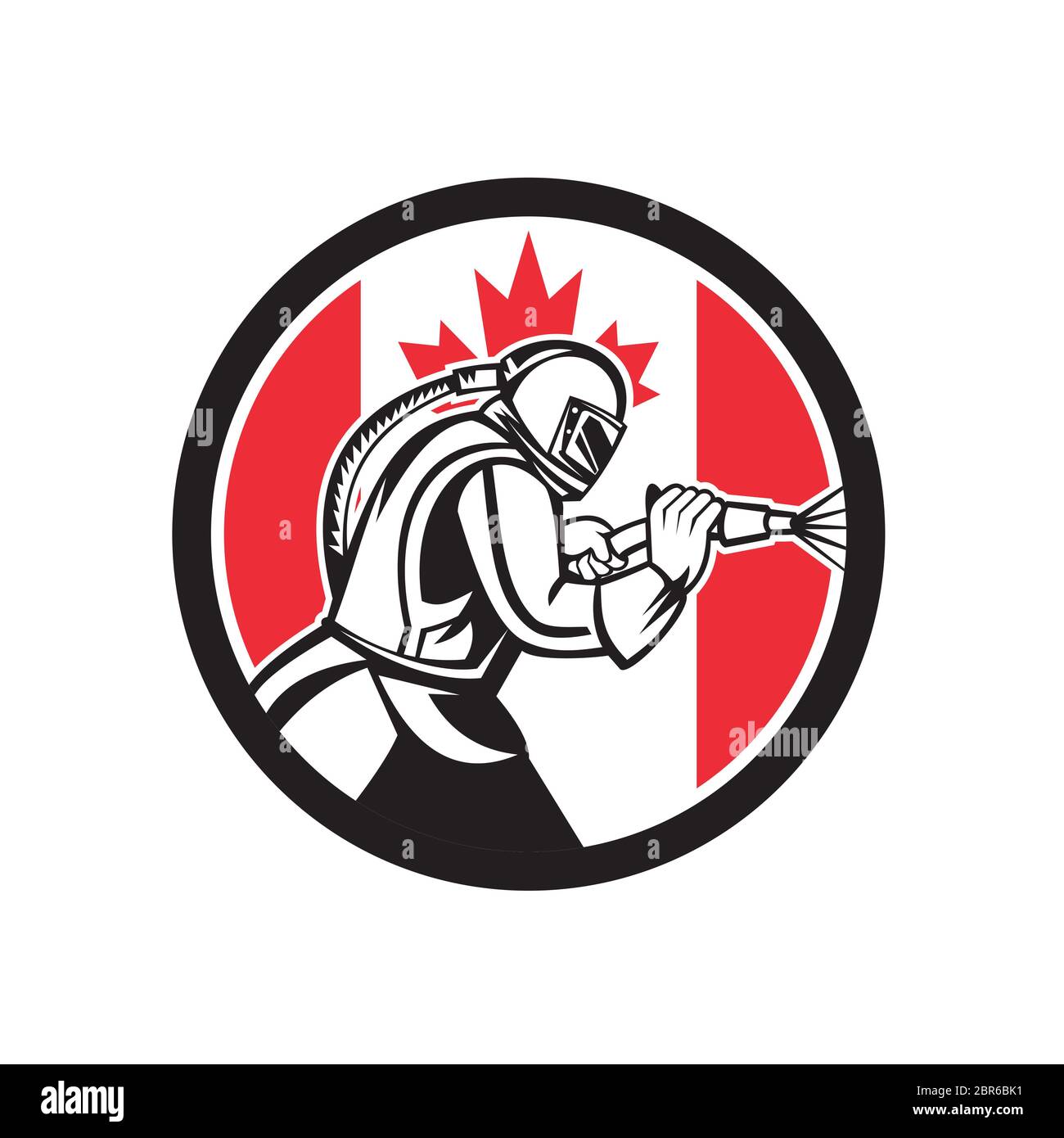 Mascot icon illustration of a Canadian sandblaster or sand blaster ...