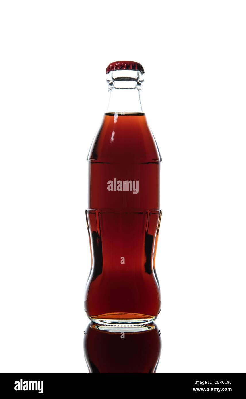 Small glas bottle of soda isolated on a white background Stock Photo ...