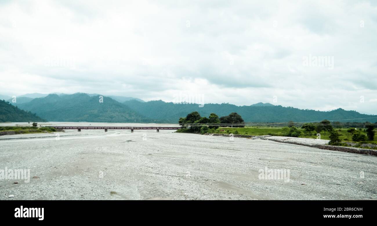 Main tributary of river Teesta, the Rangit river flowing through a ...