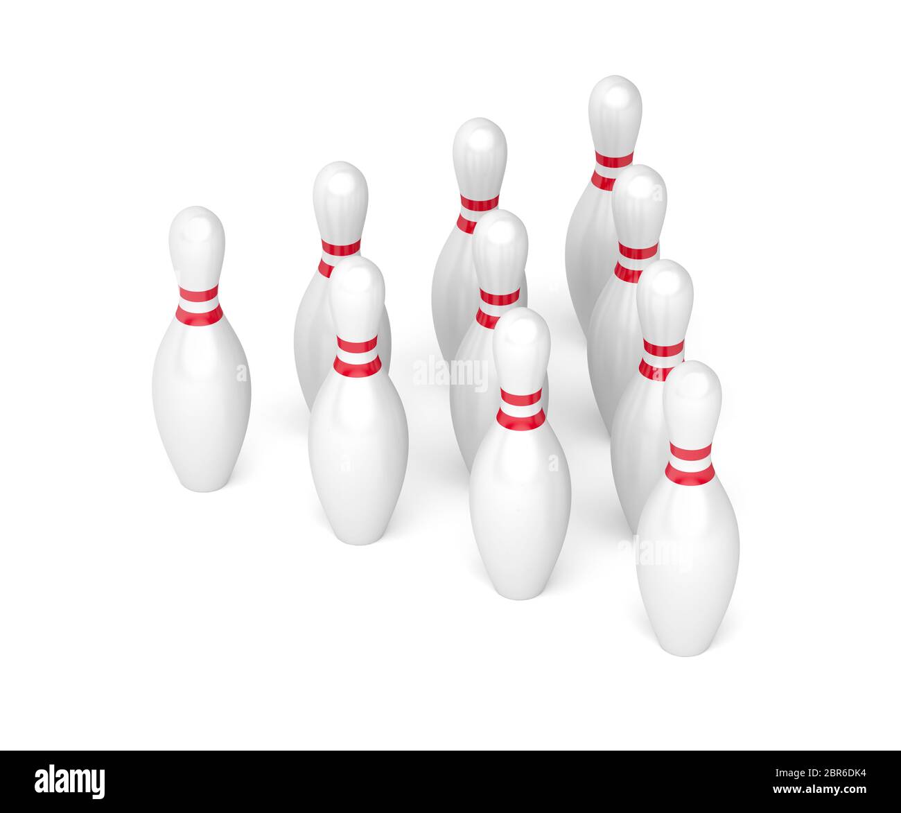 Rows of bowling pins on white background Stock Photo - Alamy