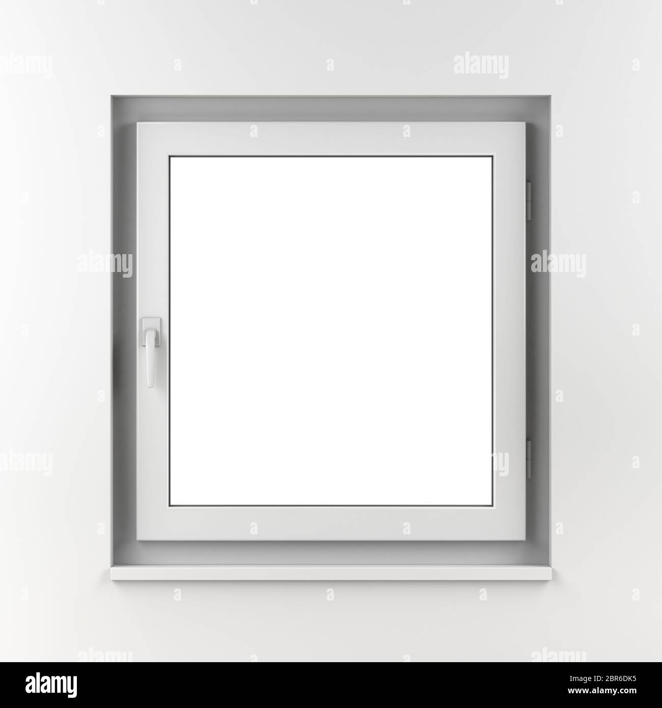 PVC white window on white wall Stock Photo - Alamy