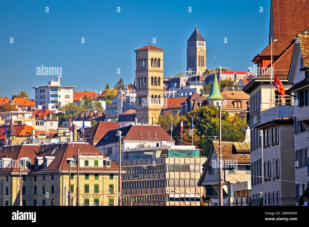 Zurich landmarks and cityscape colorful view, largest city in ...