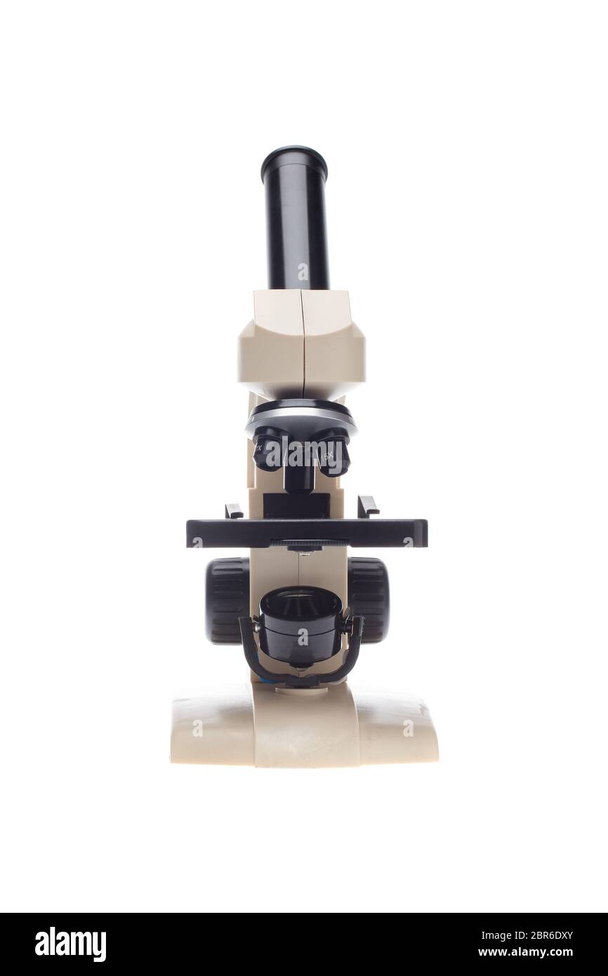 Microscope isolated on a white background. Science equipment Stock ...