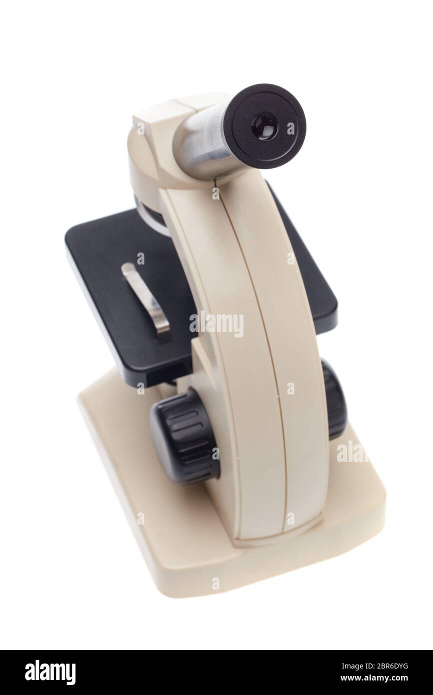 Microscope isolated on a white background. Science equipment Stock ...