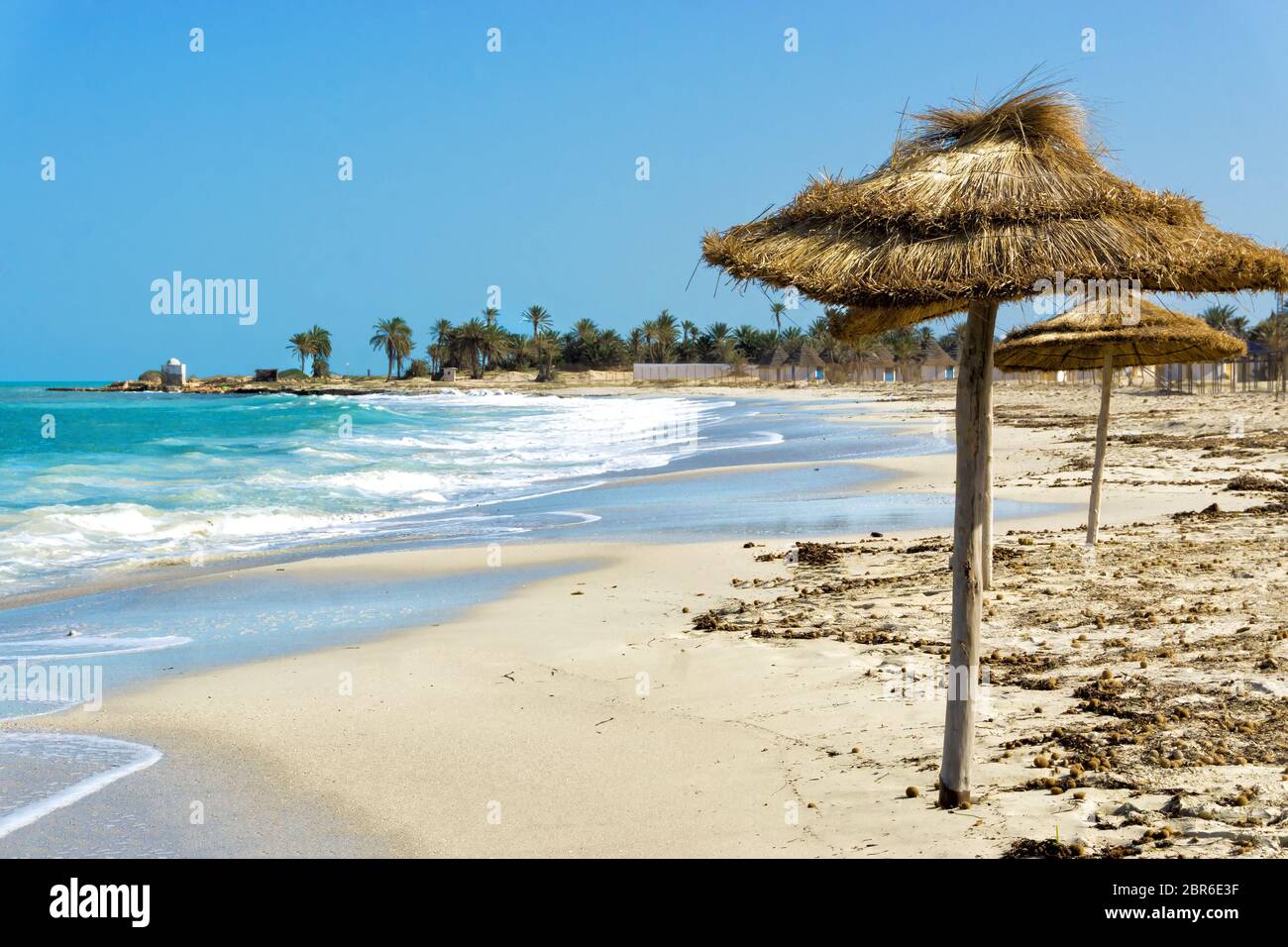 View of beach in the coastal area of Djerba in Tunisia Stock Photo - Alamy