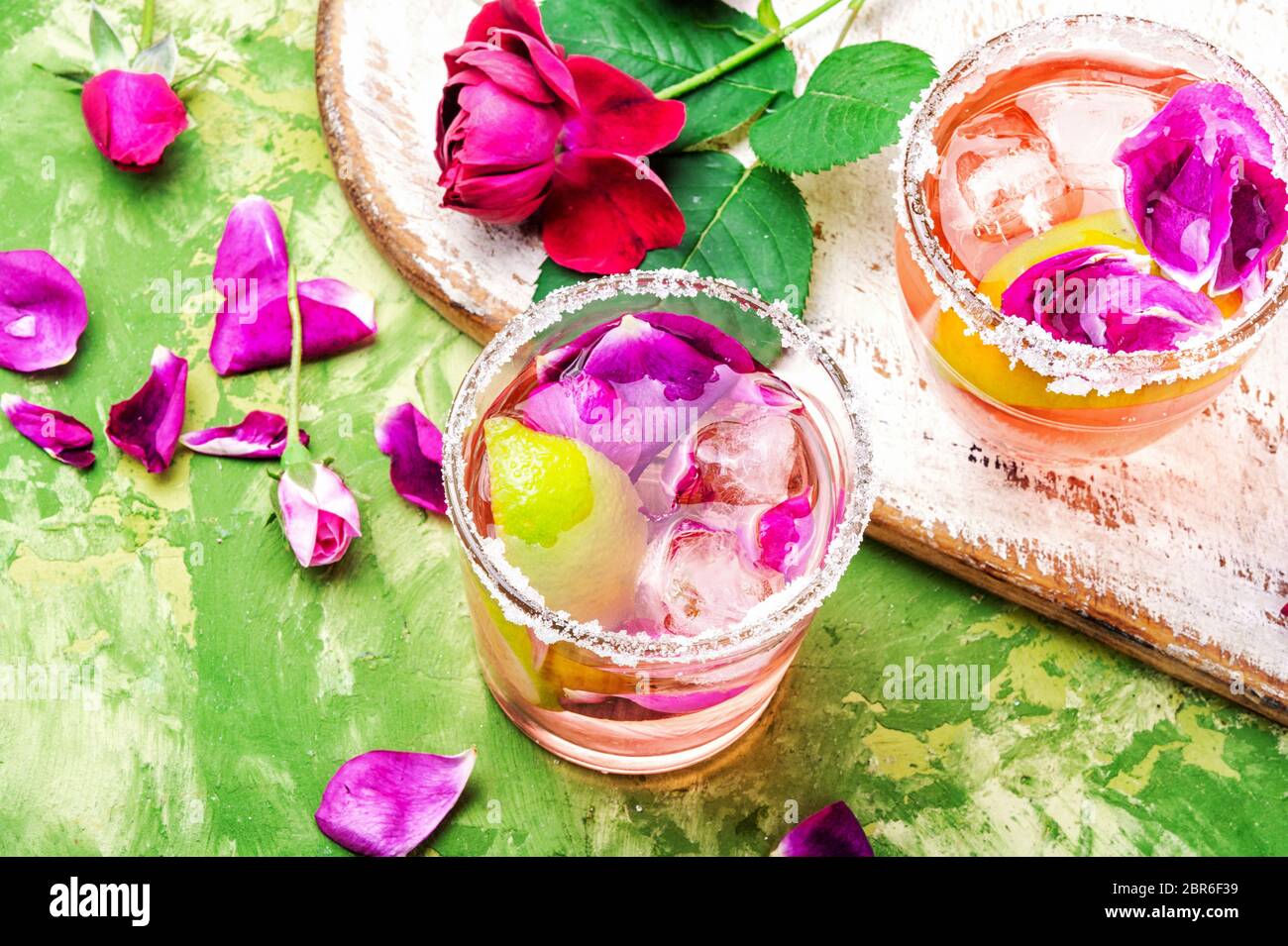 Home alcoholic drink from tea rose.Flower cocktail Stock Photo - Alamy