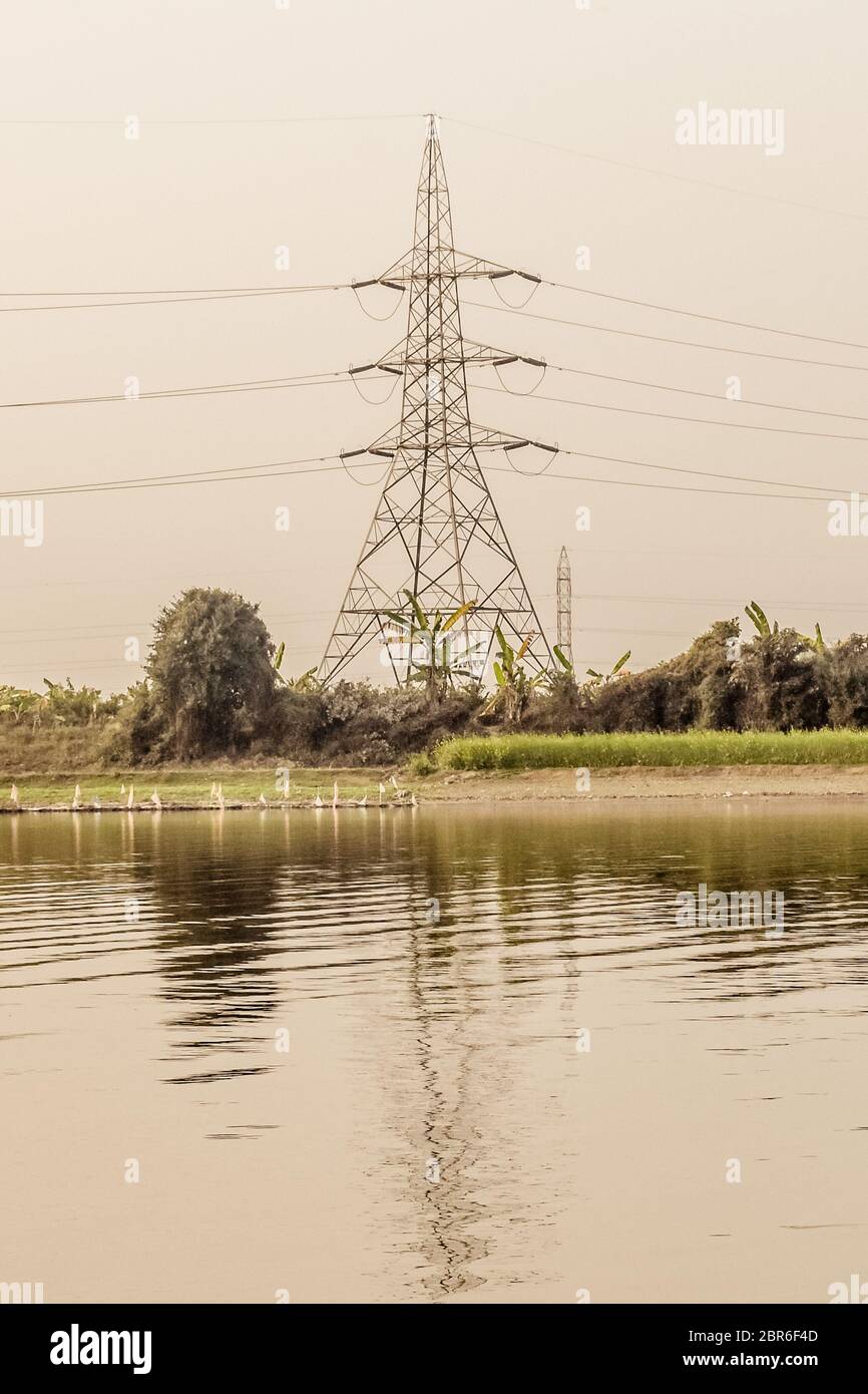 A transmission tower or power tower (electricity pylon or electric ...