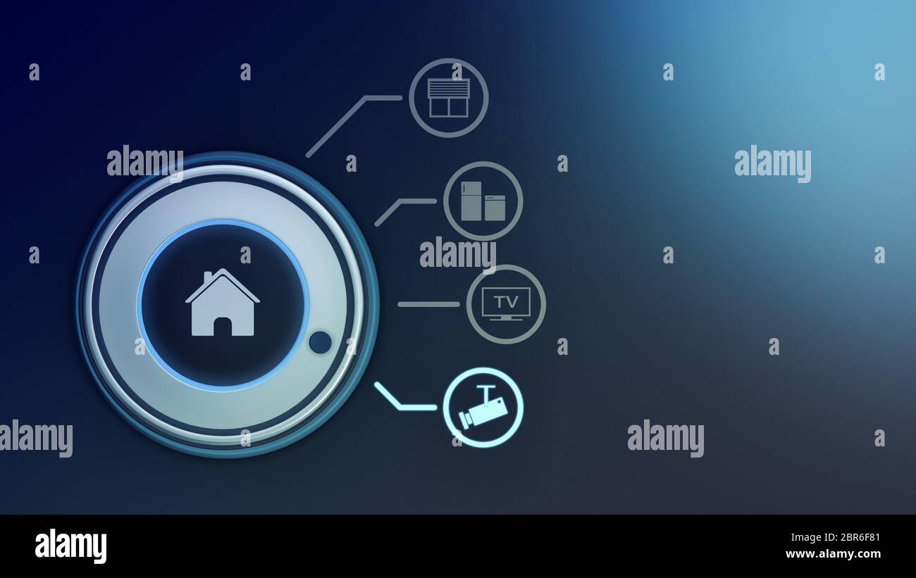concept of a smart home control panel, iot and futuristic techs (3d ...