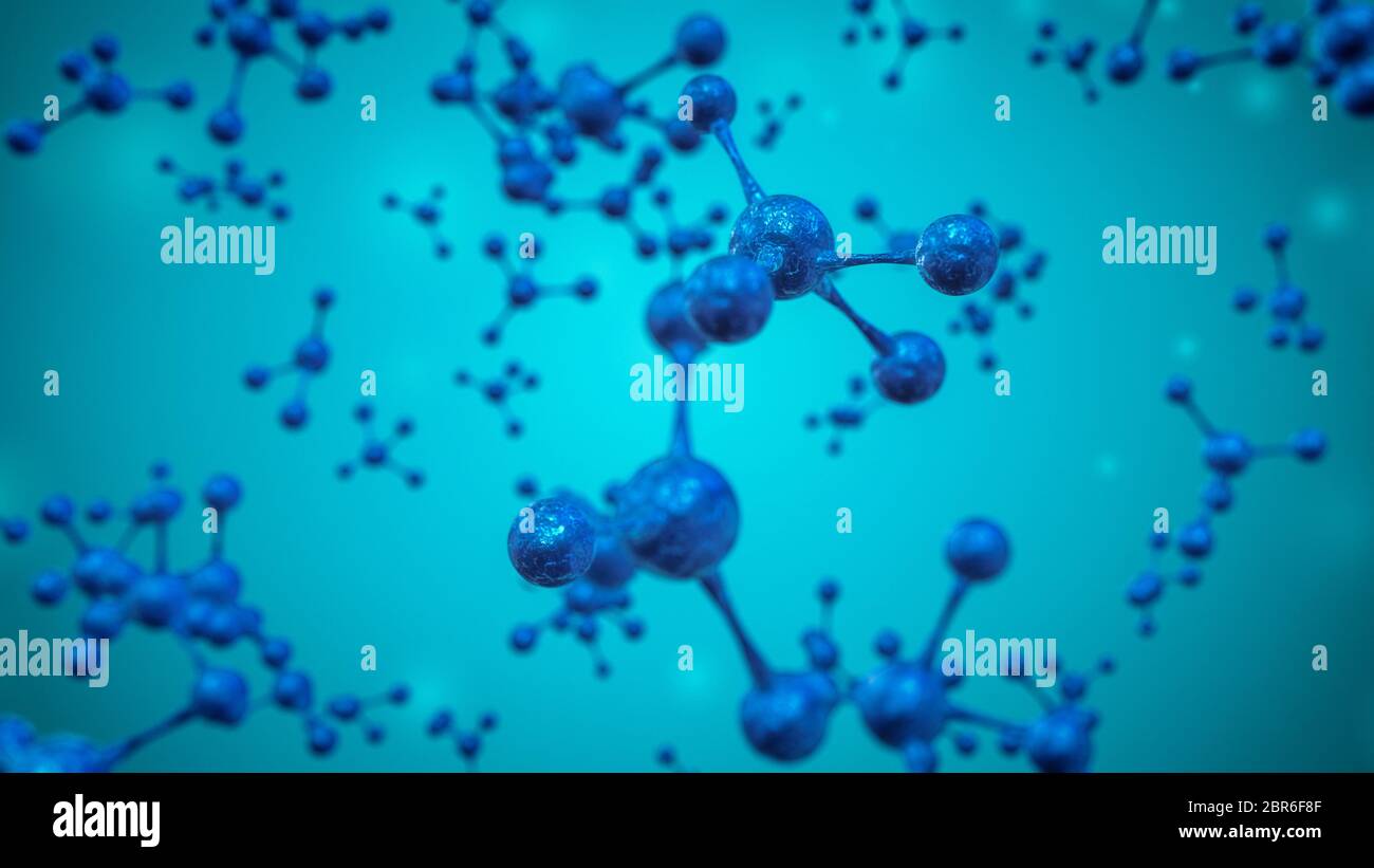 close-up view of abstract molecular structures, concept of science and ...