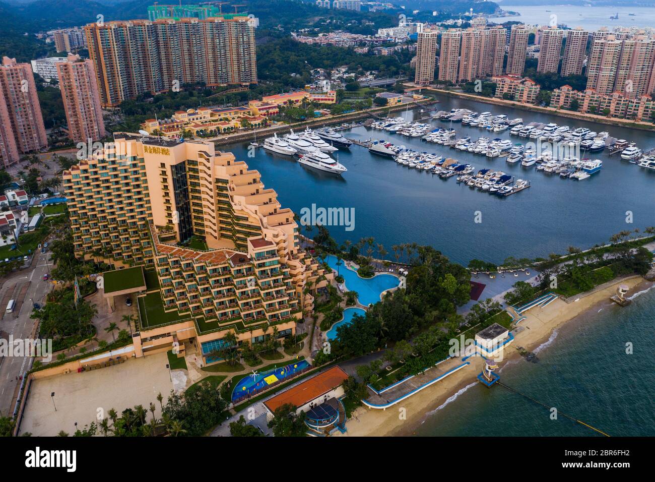 Tuen Mun, Hong Kong 17 May 2019: Aerial view of Hong Kong castle peak ...