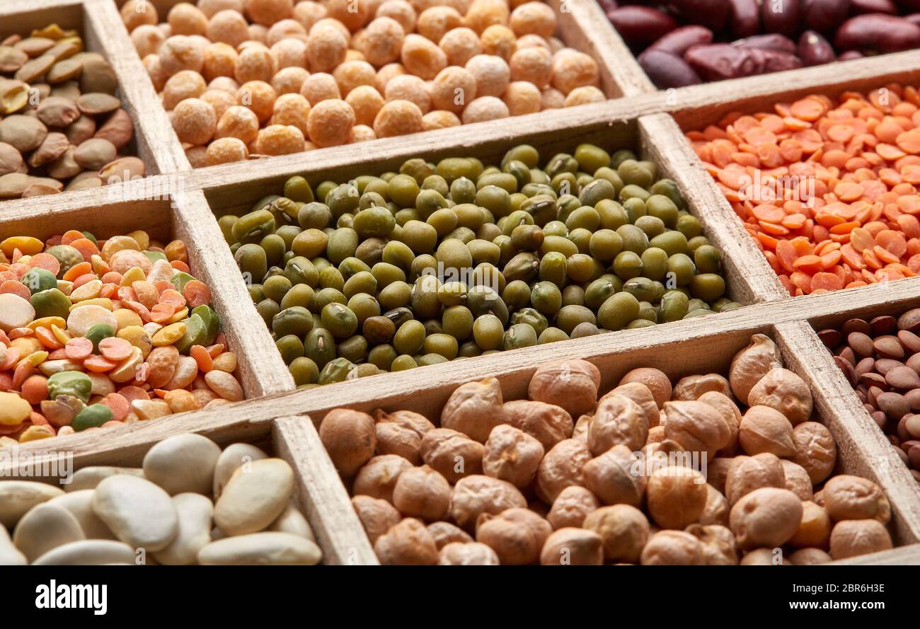 Background from various kinds legumes. Different varieties of legumes ...