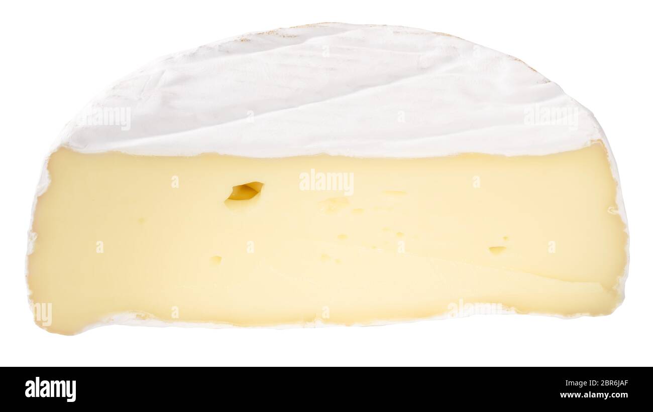 Camembert or brie soft-ripened cheese with white mold, half wheel Stock ...