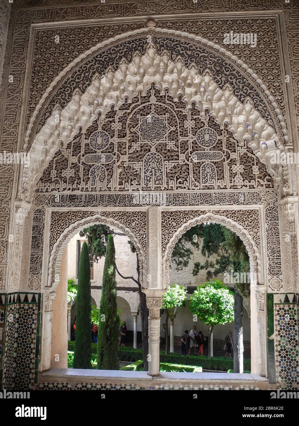 GRANADA, SPAIN - 2 MAY, 2015. Carved wooden windows view Granada ...