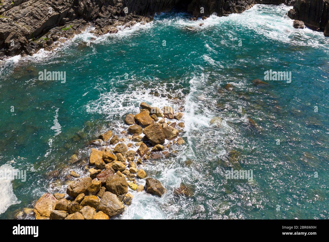 View on water and rocks, landscape, Cinque Terre, Italy Stock Photo - Alamy