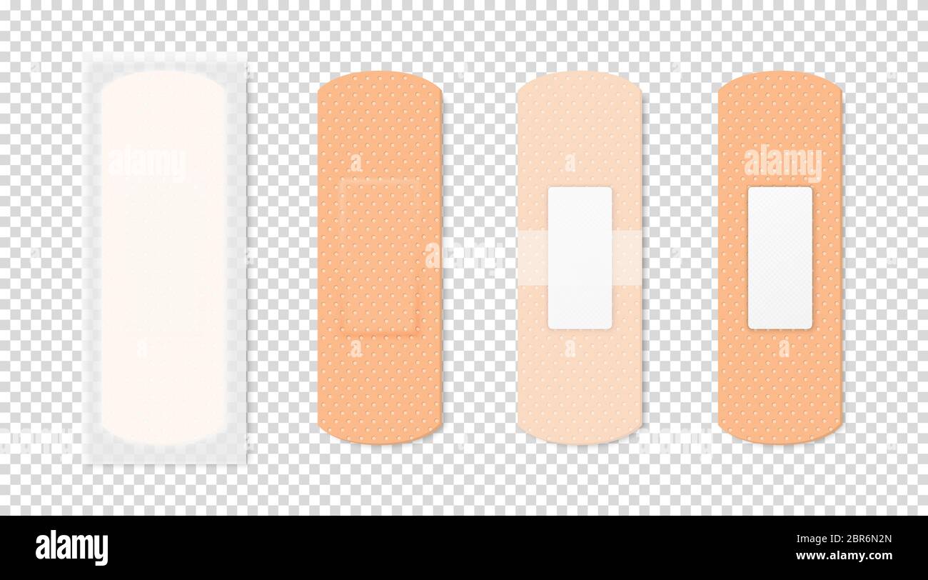 Vector 3d Realistic Medical Patch Icon Set Closeup Isolated on Transparent Background. Design ...