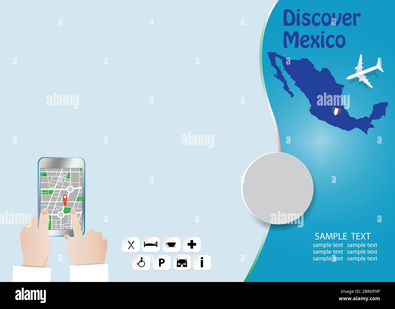 Discover Mexico concept with plane flying over map of Italy. Tourist ...