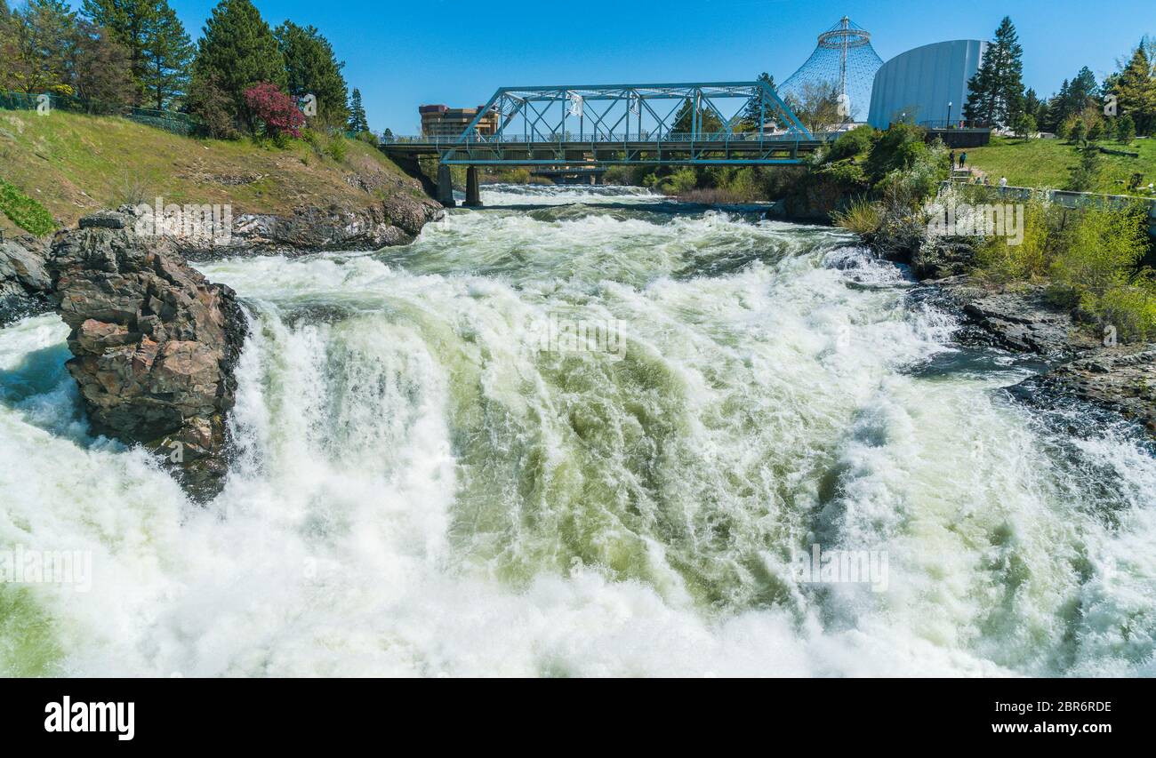steel bridge in Riverfront Park on the sunny day,Spokane,Washington,usa ...