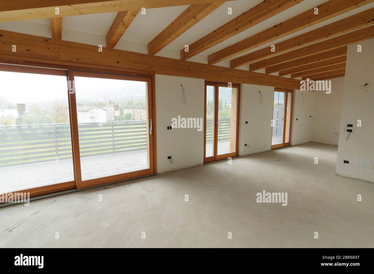 Building site or home renovation in progress: empty open space with ...