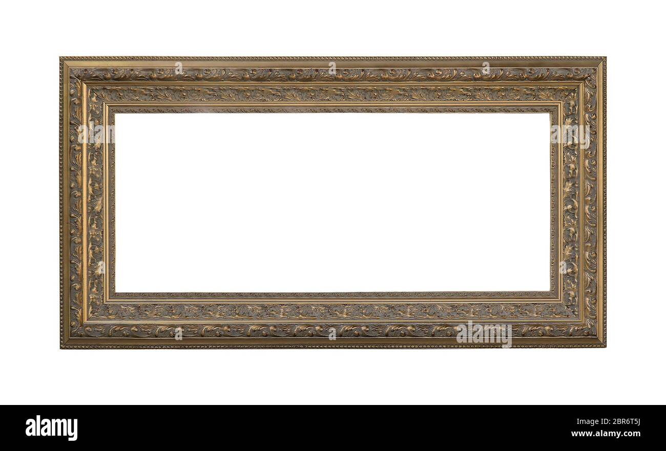 Vintage bronze rectangle metal frame isolated on white Stock Photo - Alamy