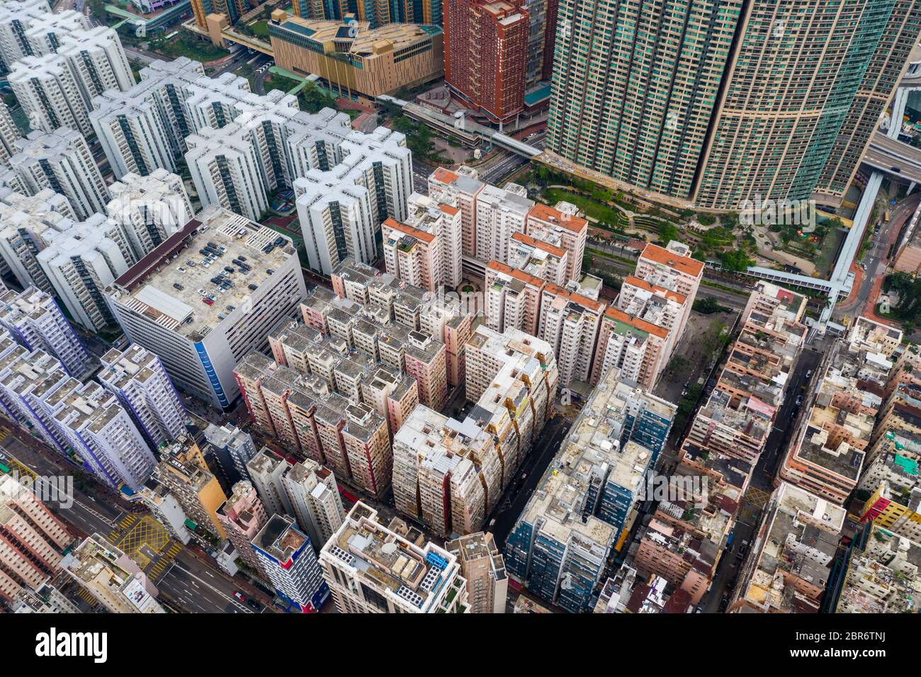 Hung Hom, Hong Kong 21 April 2019: Aerial view of Hong Kong city ...