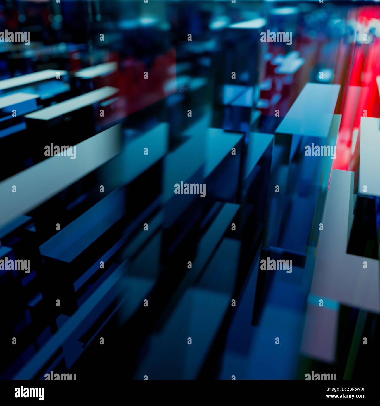 Abstract blue glass 3d geometric background pattern in red and blue of ...