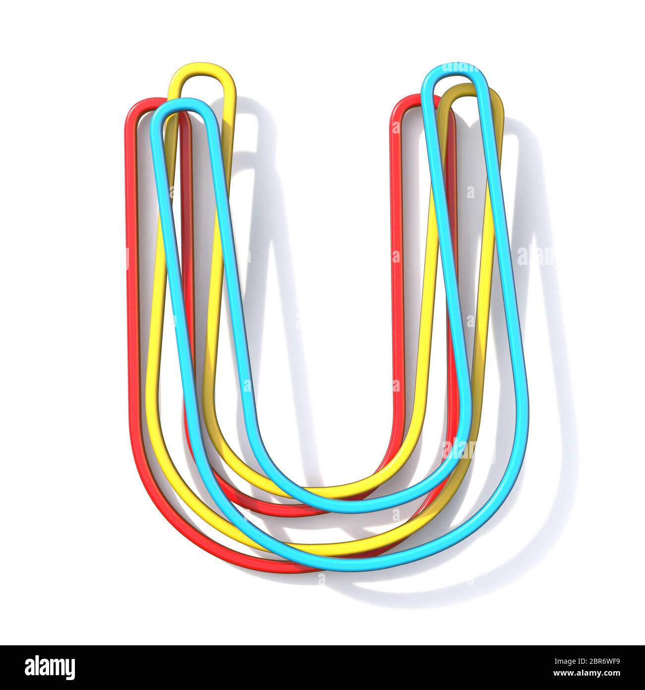 Three basic color wire font Letter U 3D rendering illustration isolated ...