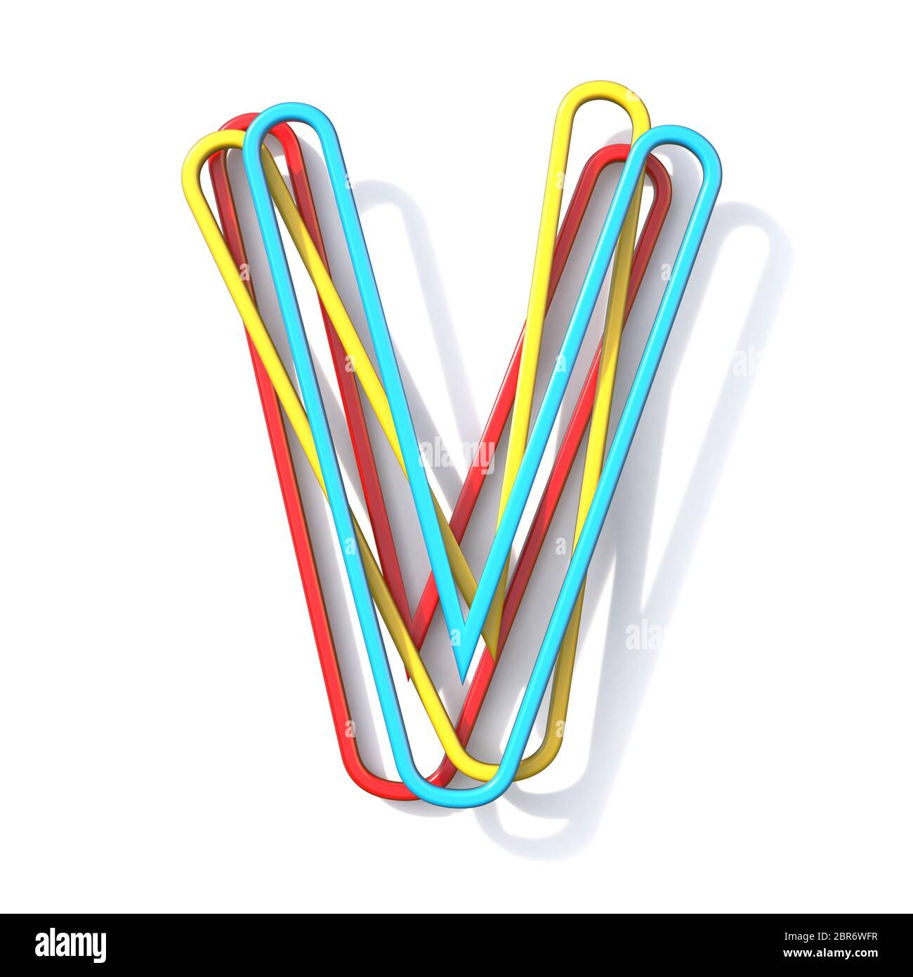 Three basic color wire font Letter V 3D rendering illustration isolated ...