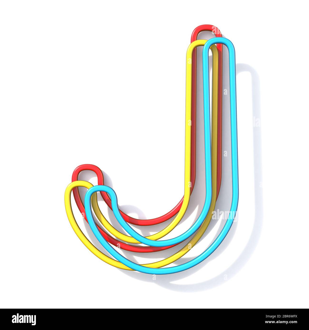Three basic color wire font Letter J 3D rendering illustration isolated ...